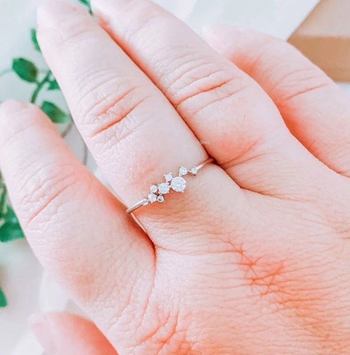 Diamond Cluster Ring 18K 14K Gold Cluster Wedding Ring - Etsy