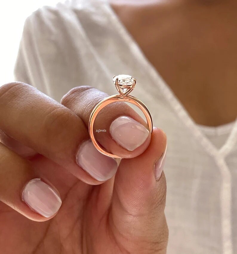 Oval Engagement Ring. Rose Gold Wedding Rings. High Quality - Etsy