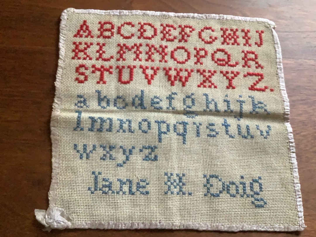 Antique Named Cross Stitch Alphabet Sampler Jane M Doig Undated on ...