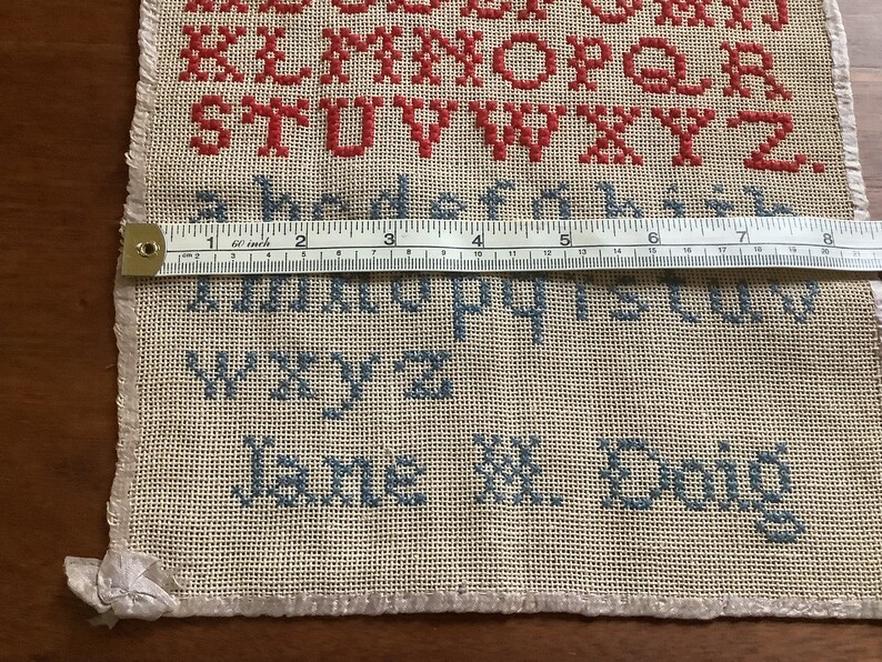 Antique Named Cross Stitch Alphabet Sampler Jane M Doig Undated on ...