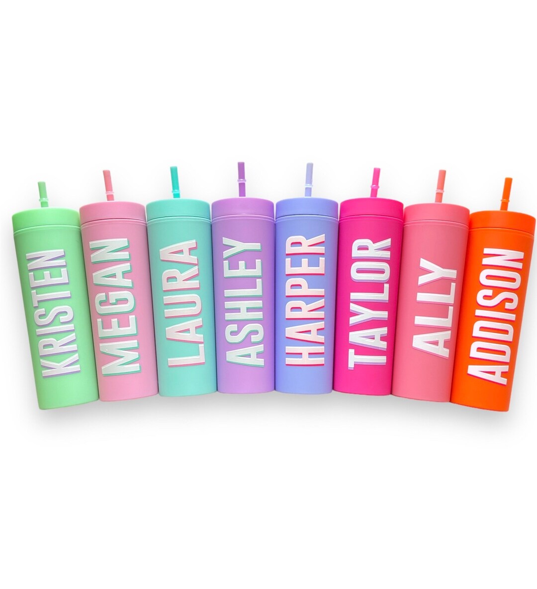 Personalized Skinny Tumblers . Custom Matte Tumblers With Straw and Lid ...