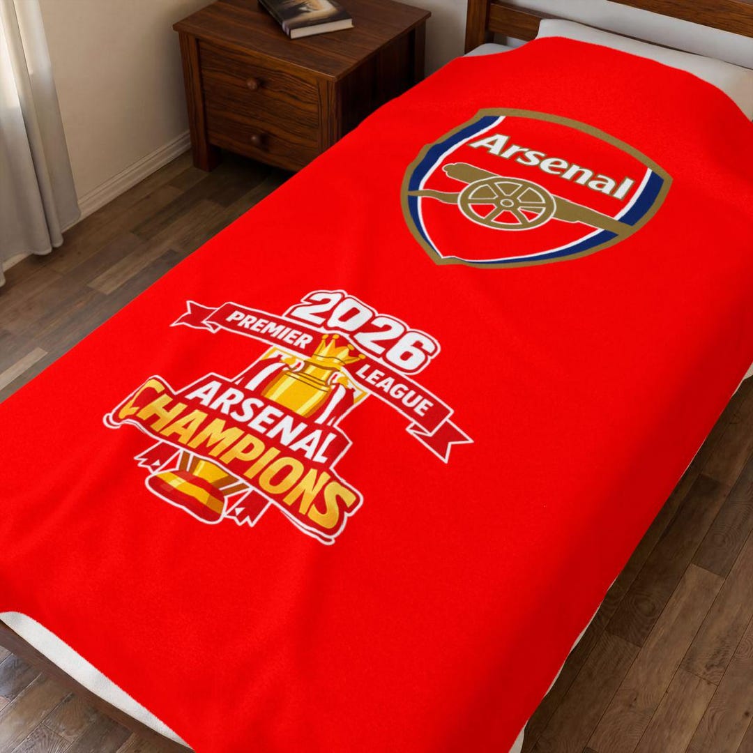 Arsenal FC 2026 Premier League Champions Blanket – Red Gold Football ...