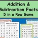 Addition and Subtraction 5 in a Row Math Fact Games - Etsy