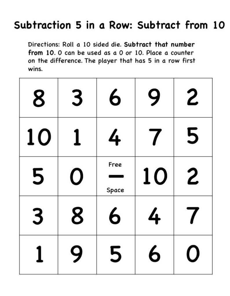 Addition and Subtraction 5 in a Row Math Fact Games - Etsy