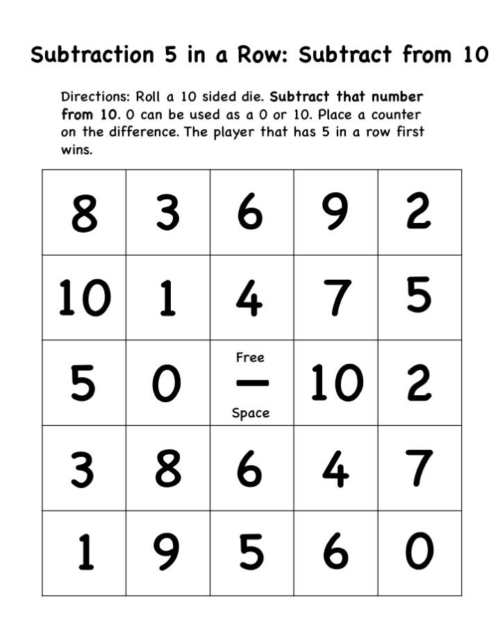 Addition and Subtraction 5 in a Row Math Fact Games - Etsy