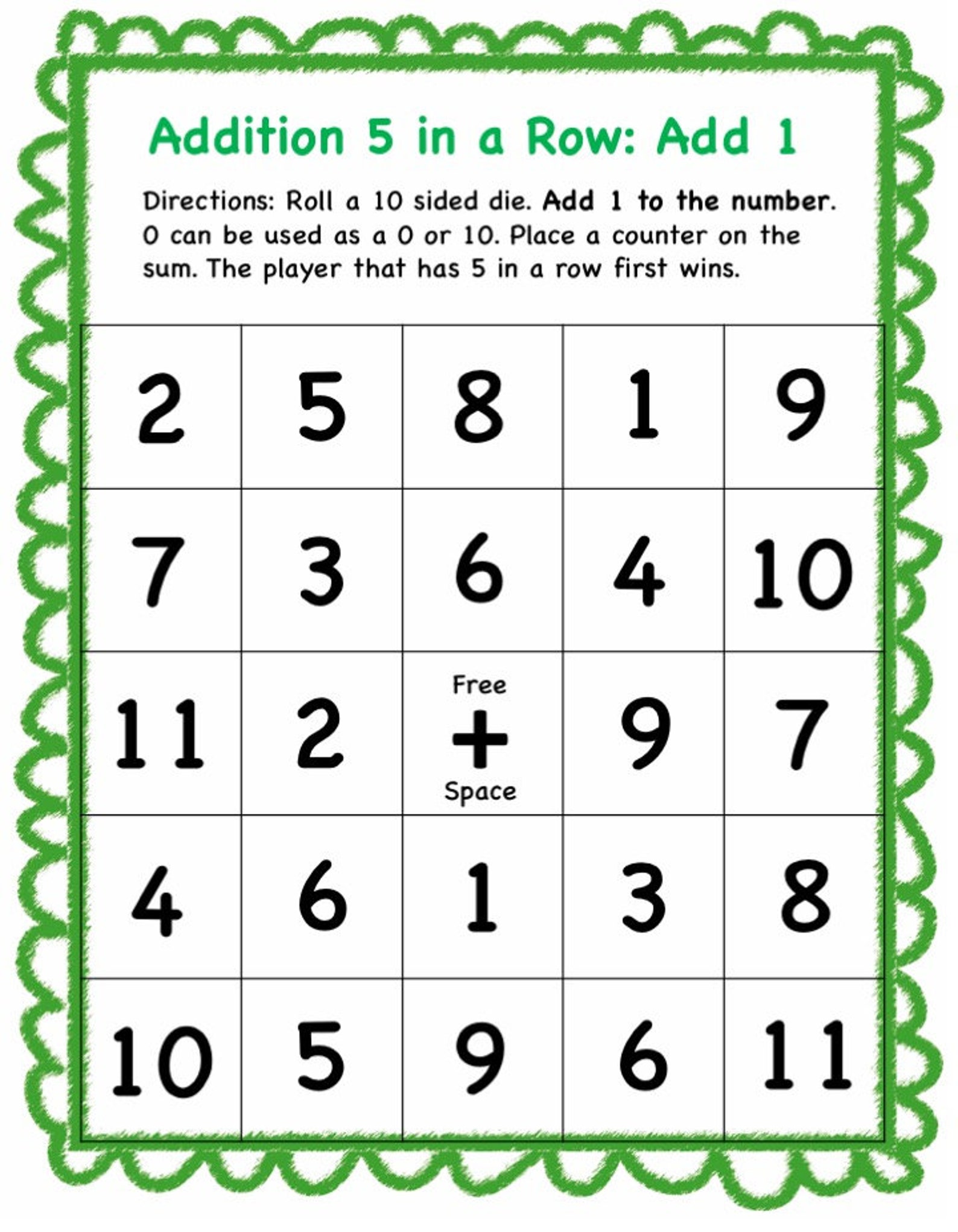 Addition and Subtraction 5 in a Row Math Fact Games - Etsy