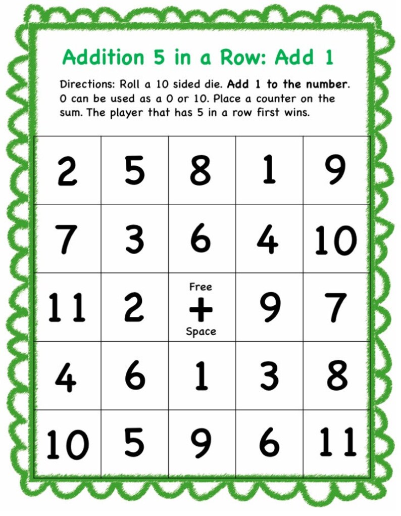 Addition and Subtraction 5 in a Row Math Fact Games - Etsy