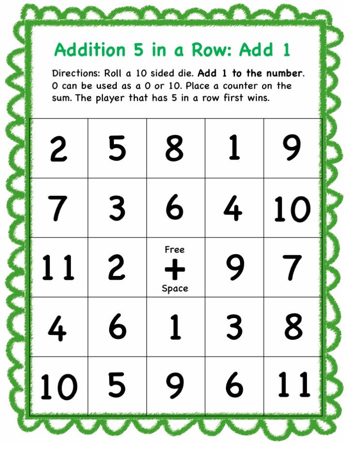 Addition and Subtraction 5 in a Row Math Fact Games - Etsy
