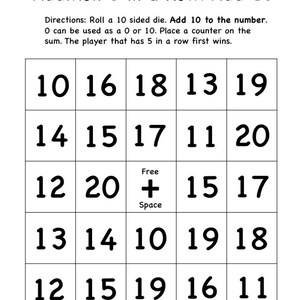 Addition and Subtraction 5 in a Row Math Fact Games - Etsy