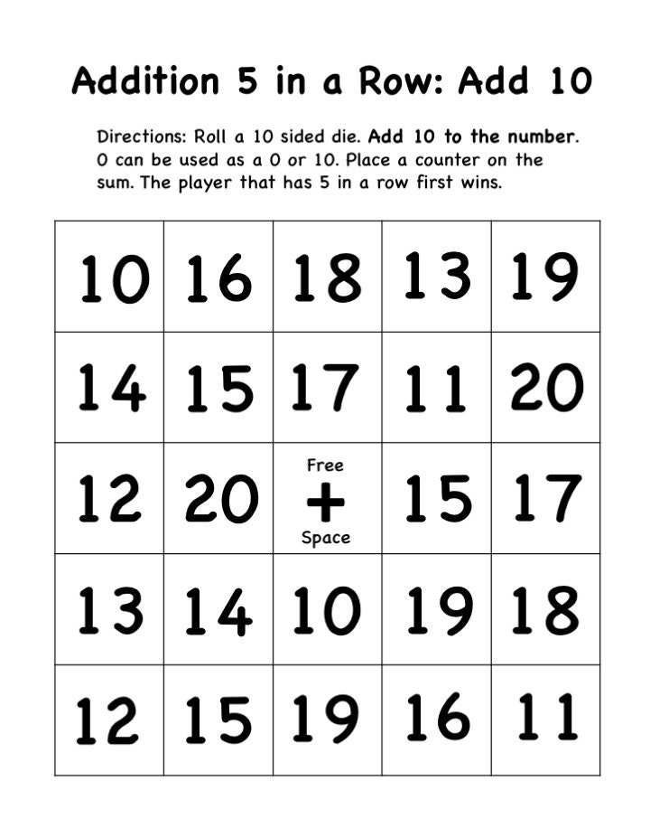 Addition and Subtraction 5 in a Row Math Fact Games - Etsy