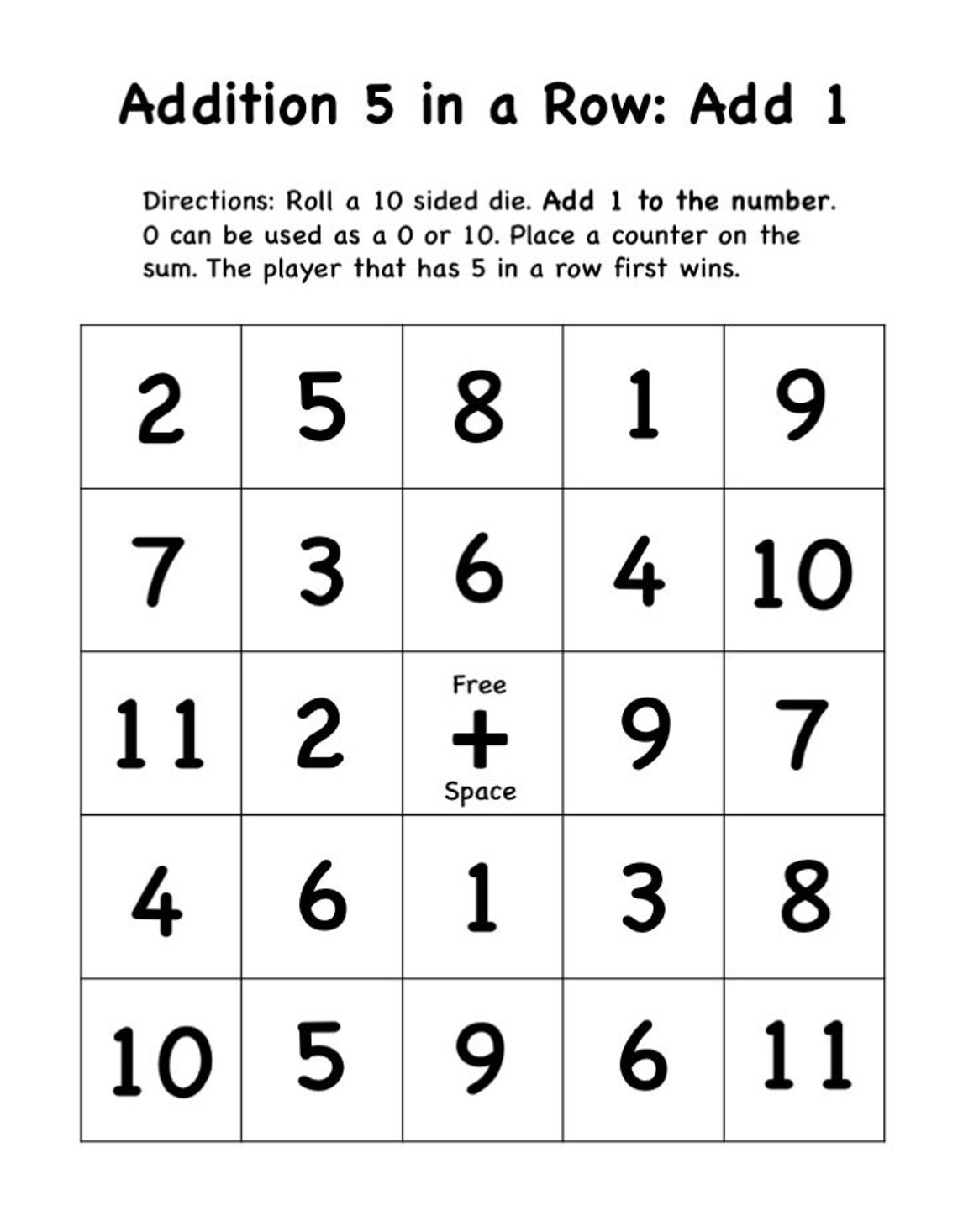 Addition and Subtraction 5 in a Row Math Fact Games - Etsy