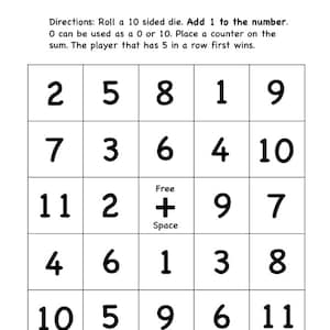 Addition and Subtraction 5 in a Row Math Fact Games - Etsy