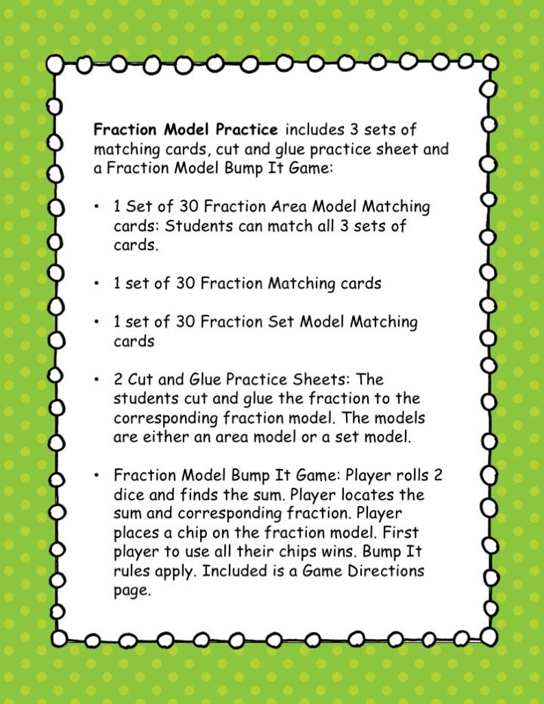 Fraction Model Practice - Etsy