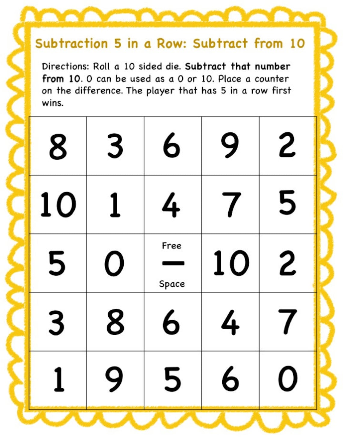 Addition and Subtraction 5 in a Row Math Fact Games - Etsy