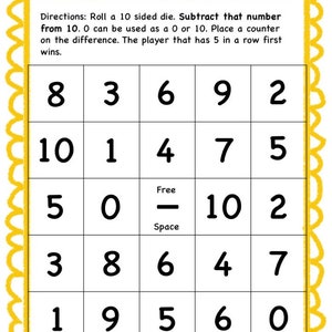 Addition and Subtraction 5 in a Row Math Fact Games - Etsy