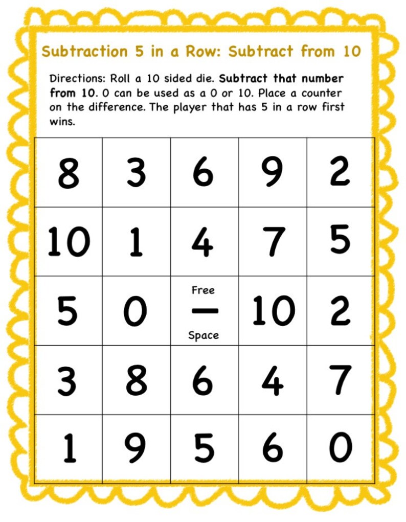 Addition and Subtraction 5 in a Row Math Fact Games - Etsy