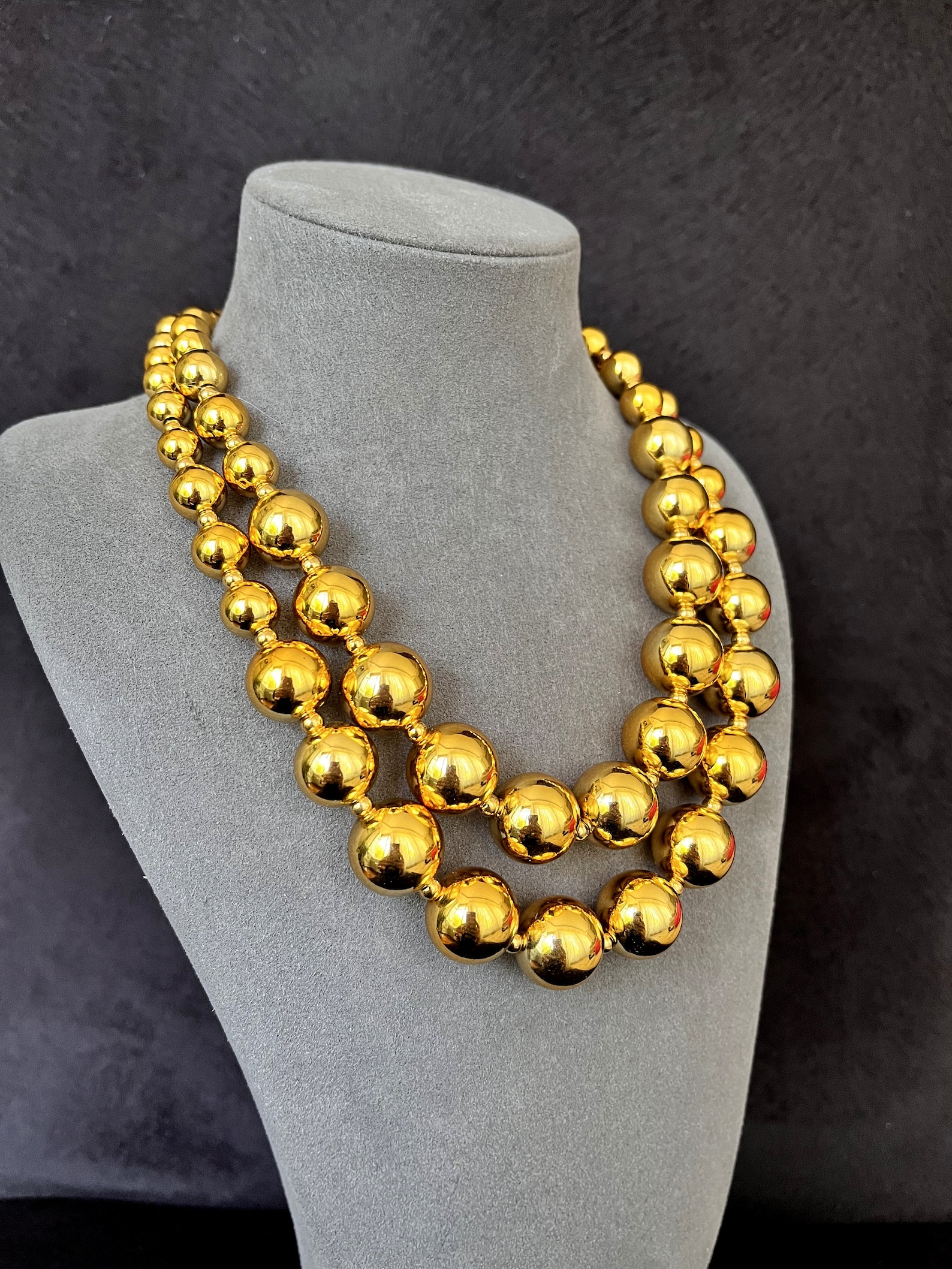Chunky Gold Necklace, Big Gold Ball Necklace, Gold Choker Necklace ...