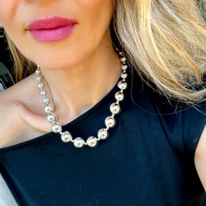 Large Silver Necklace Chunky Silver Ball Necklace Silver Choker ...
