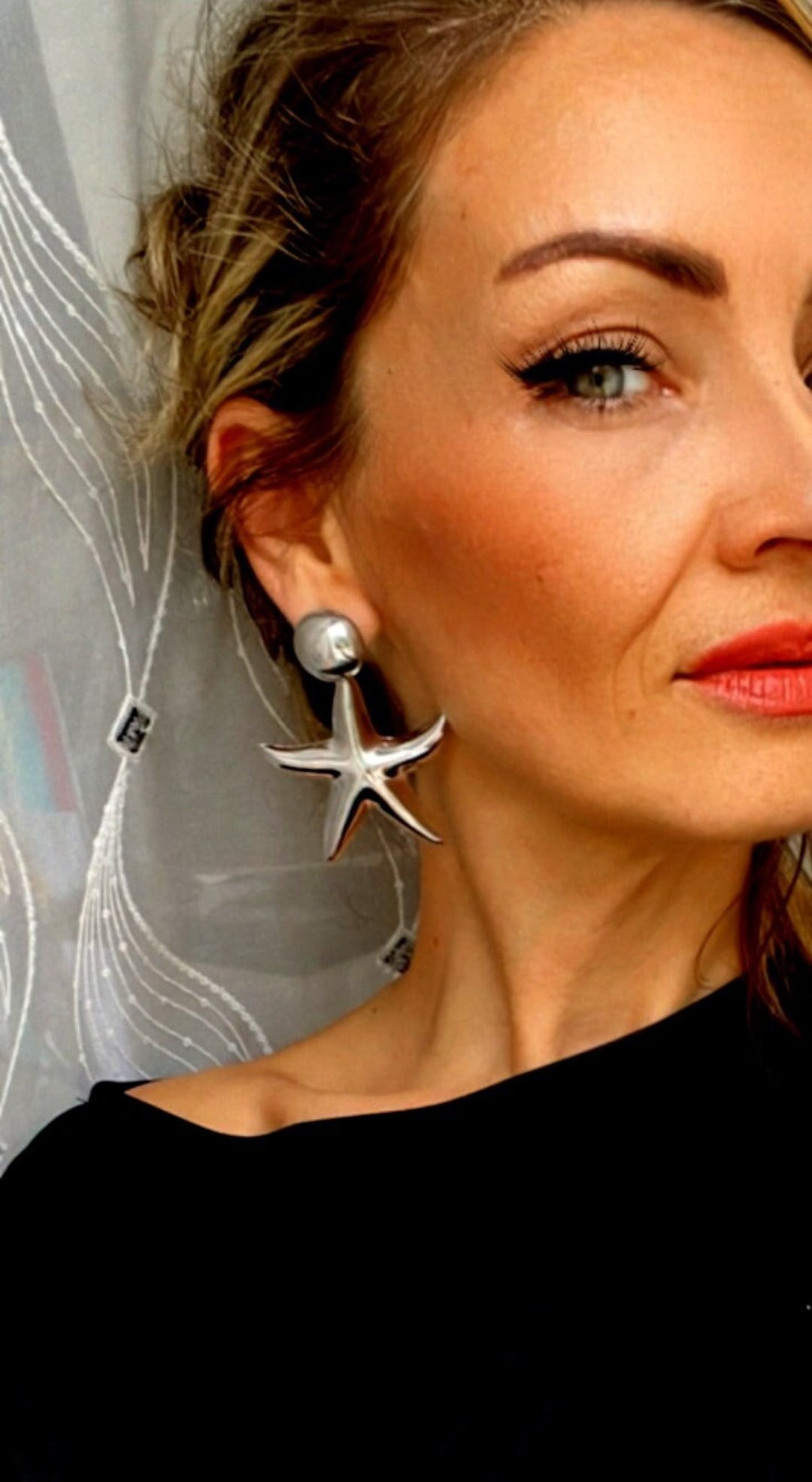 Long Silver Star Earrings Silver Star Dangle Drop Earrings Celestial ...