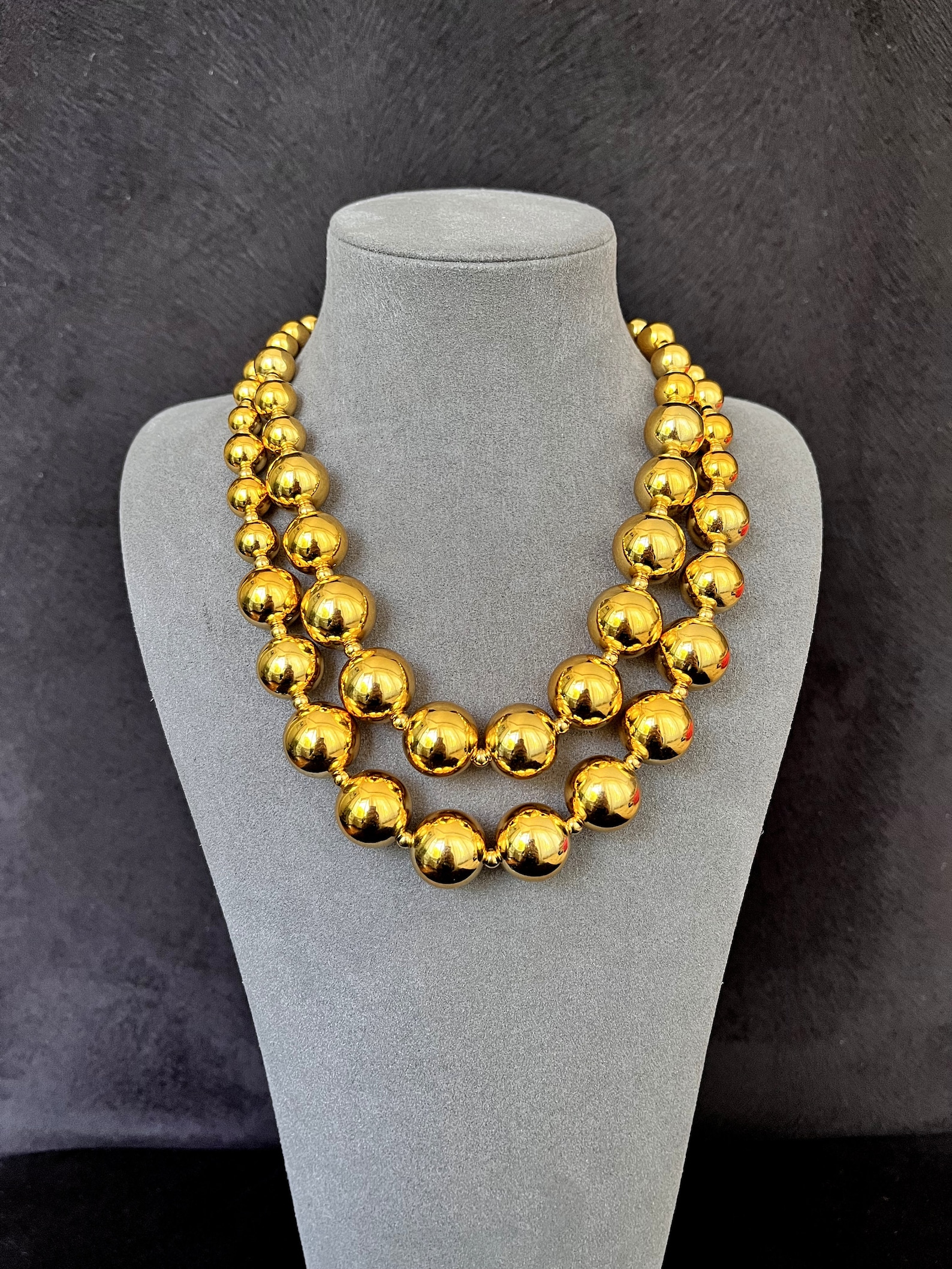 Chunky Gold Necklace, Big Gold Ball Necklace, Gold Choker Necklace ...