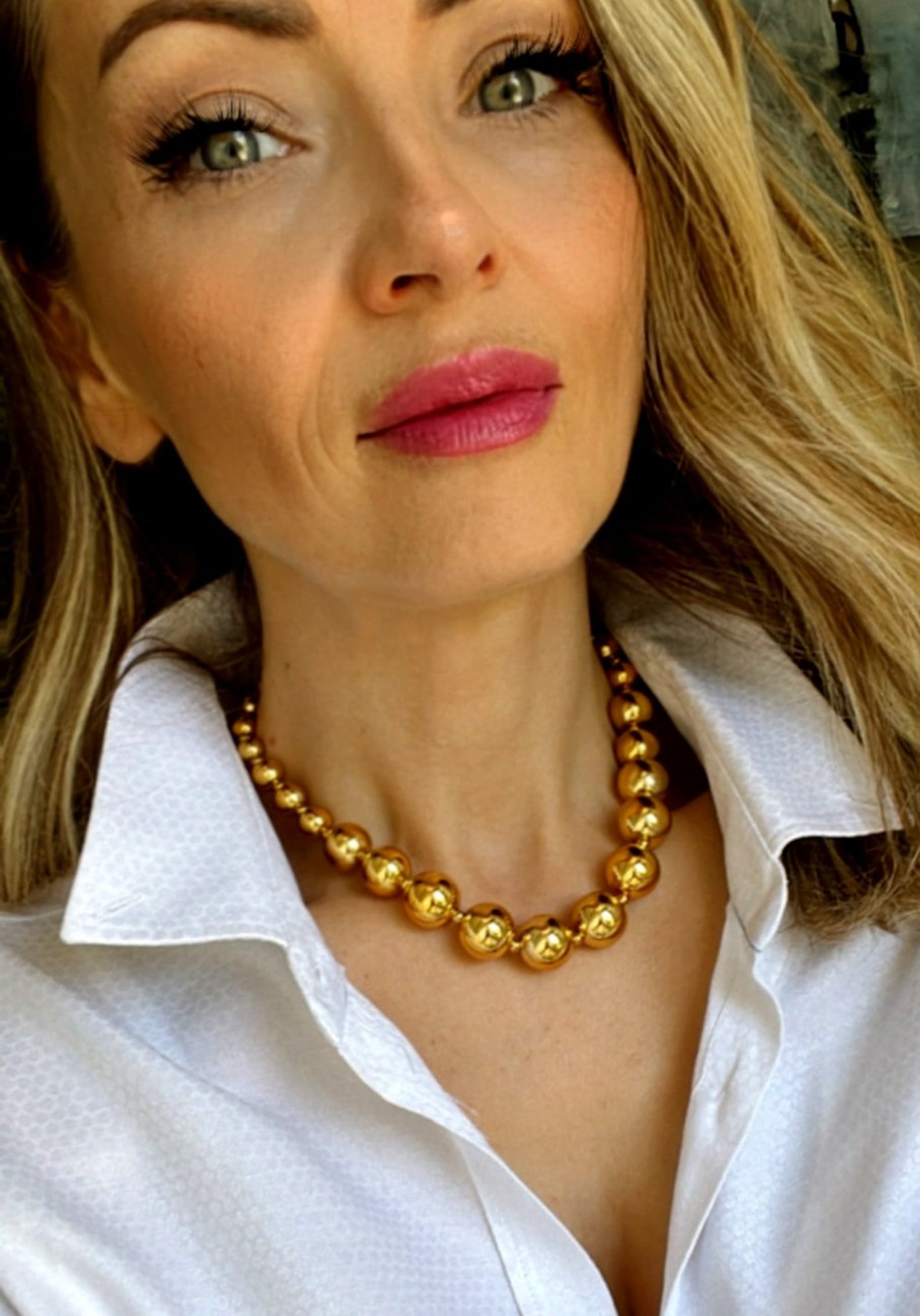 Chunky Gold Necklace, Big Gold Ball Necklace, Gold Choker Necklace ...