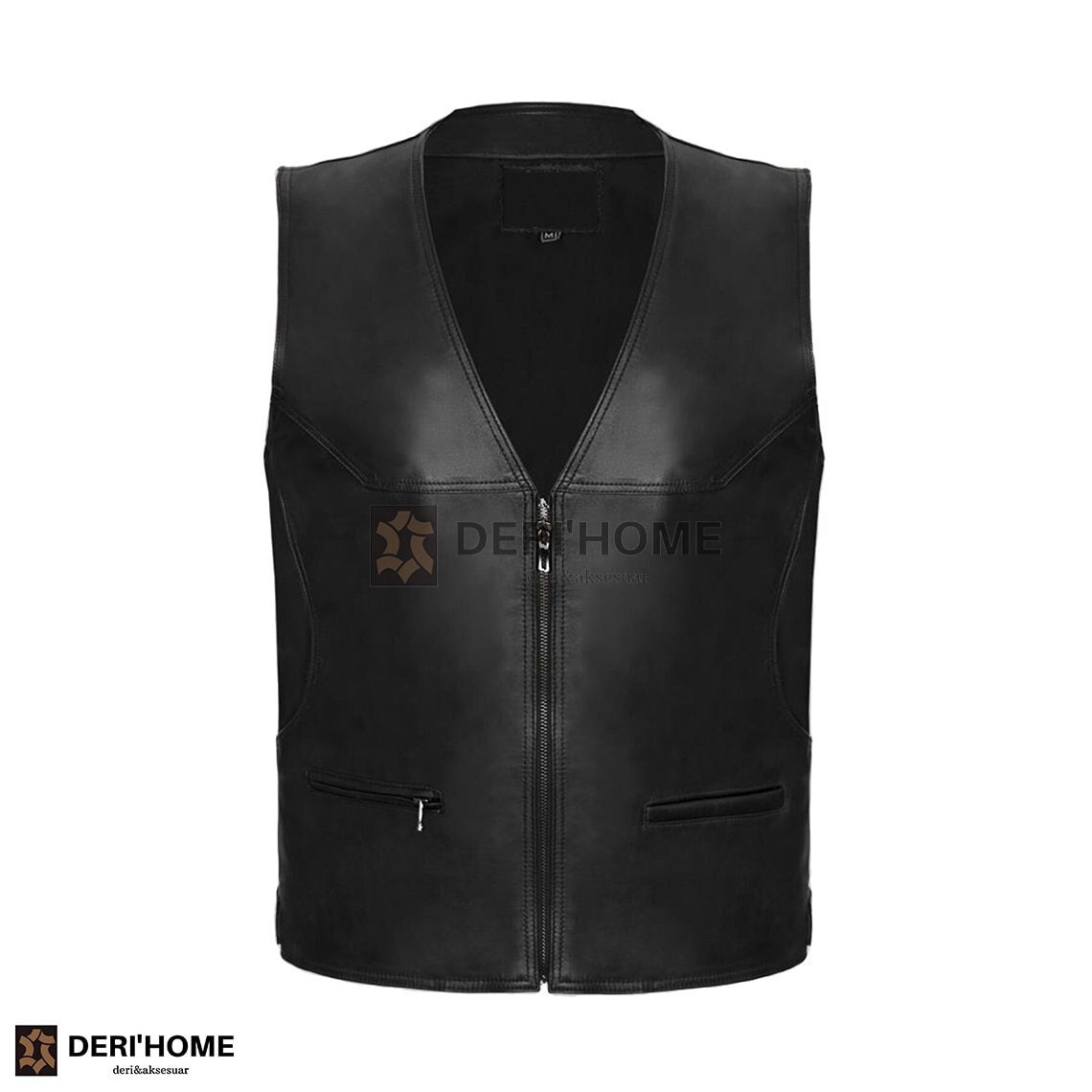 Men's Black Leather Vest With Zipper, Lamb Leather Vest, Sheepskin Vest ...