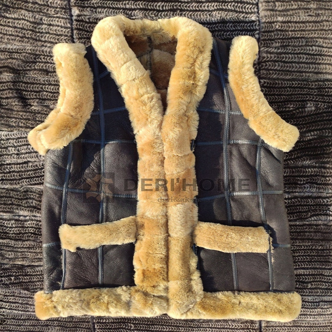 Women Leather Vest, Brown Real Sheepskin Fur Shearling Women Vest ...