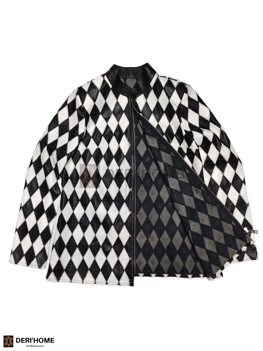 Checkered Lightweight Leather Jacket Women, Leather Motorcycle Jacket ...