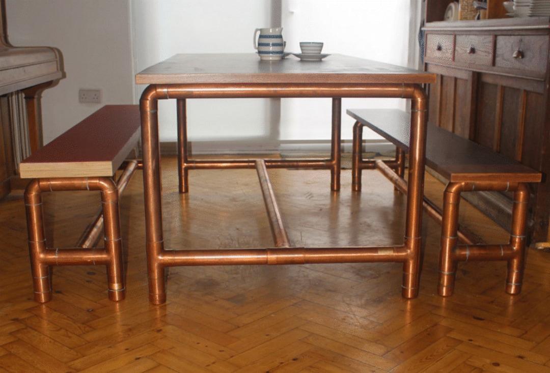 Copper-pipe Dining Table and Benches - Etsy UK