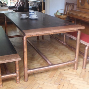 Copper-pipe Dining Table and Benches - Etsy UK