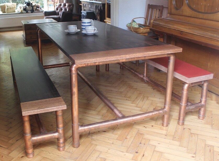 Copper-pipe Dining Table and Benches - Etsy UK