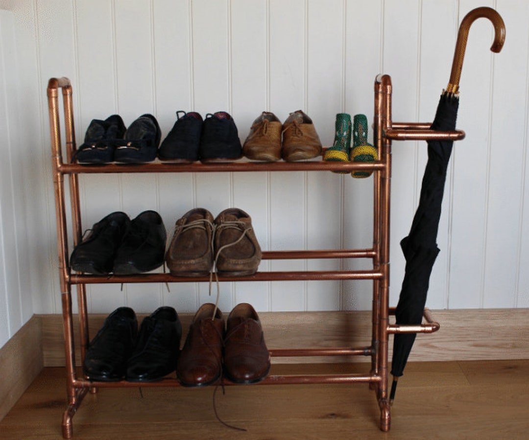 Copper-pipe Shoe Rack With Umbrella Stand - Etsy