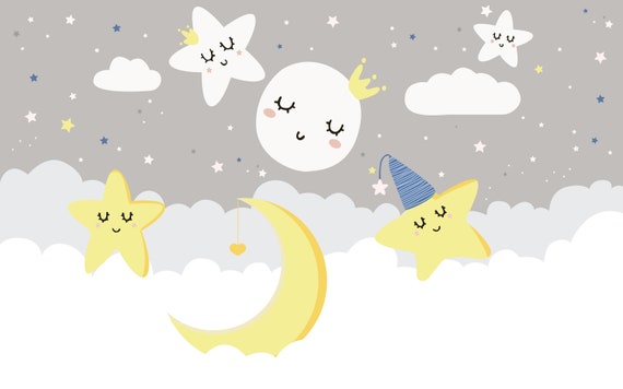 Baby Moon And Stars Wallpaper