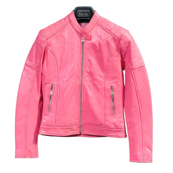 Pink Leather Jacket - Etsy