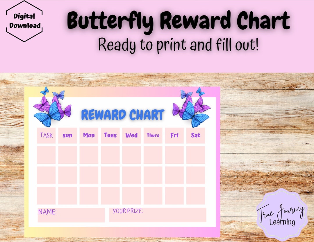 Butterfly Reward Chart Kids Reward Chart Prek Reward Chart - Etsy