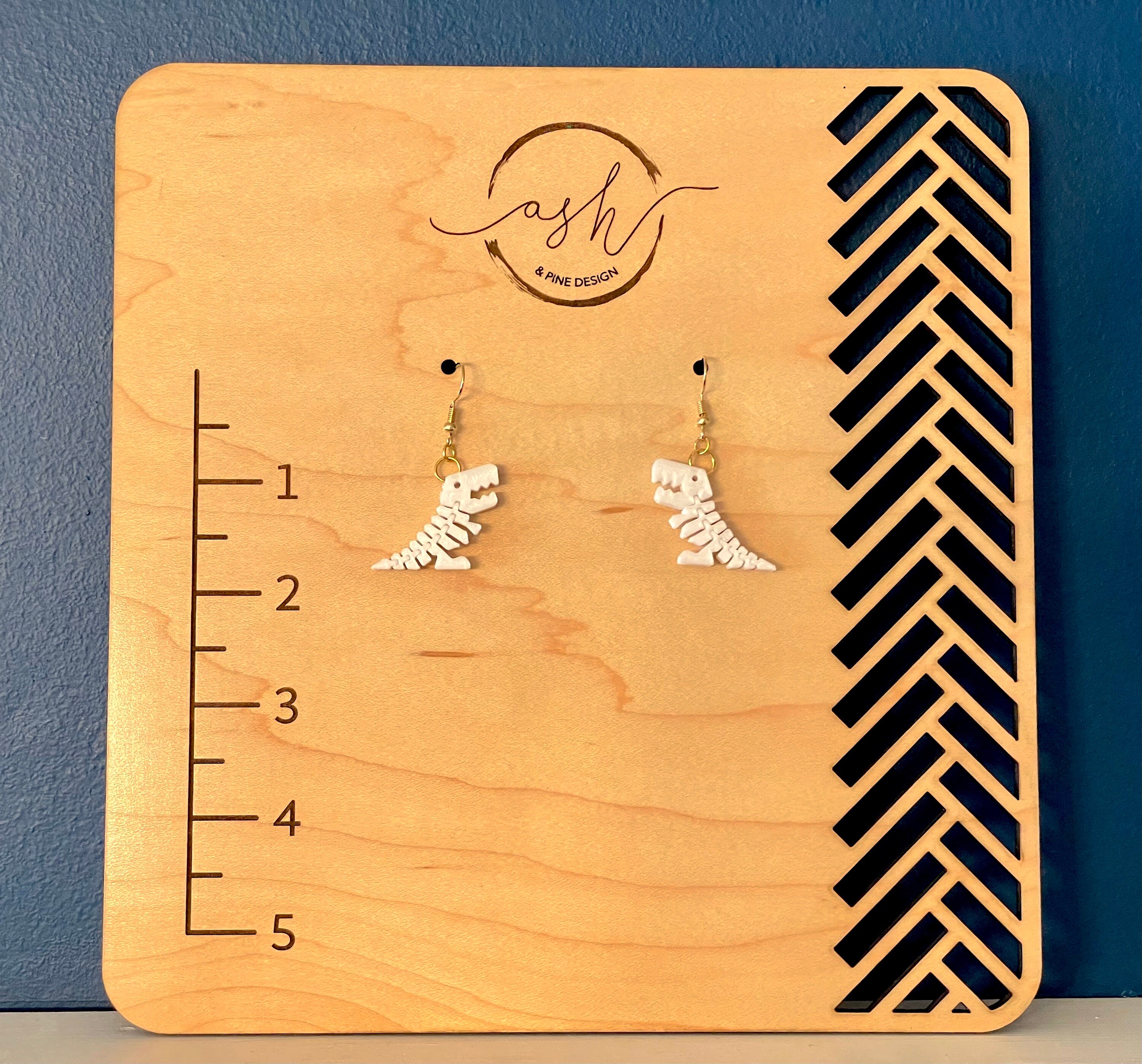 T-rex Drop Earrings Jurassic Dinosaur White 3D Printed Flexi-rex - Etsy