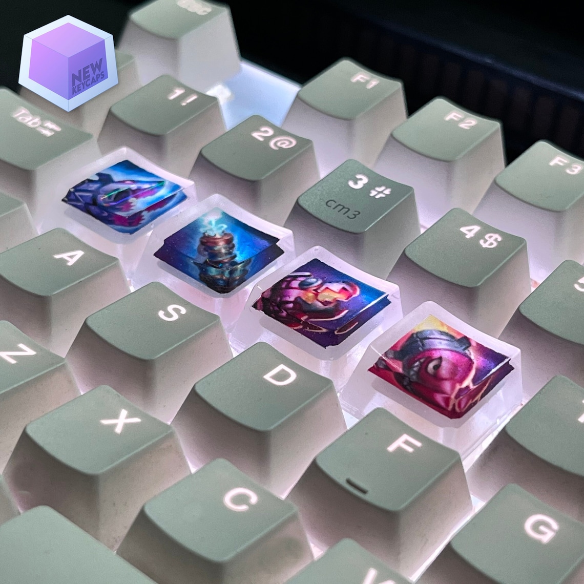 Artisan Jinx Set Keycaps - Lol Keycaps - Capacités de champion - Profil OEM - Convient aux ...