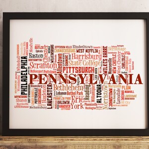 Pennsylvania State Map Print FRAMED, Pennsylvania Map Art, Pennsylvania ...