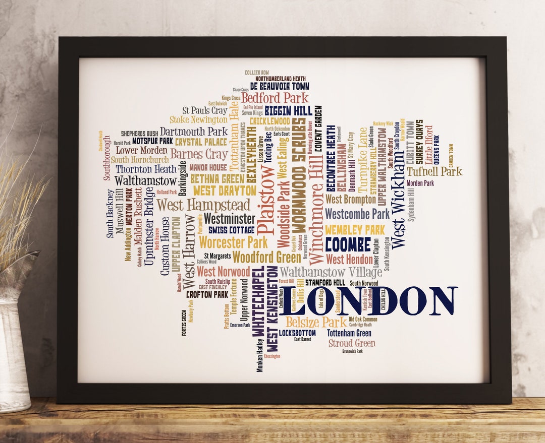 London Neighborhood Art Print FRAMED, London Map Art, London Art Print ...