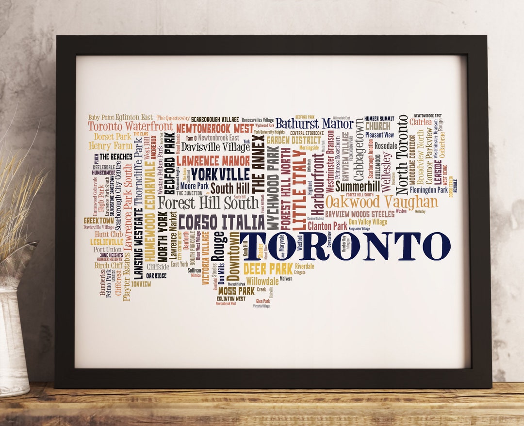 Toronto Neighborhood Art Print FRAMED, Toronto Map Art, Toronto Art ...