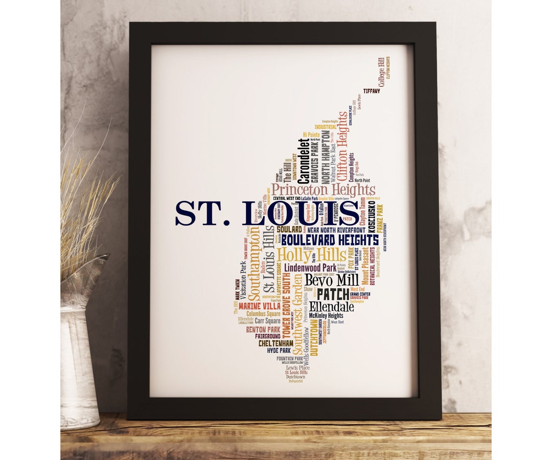 St Louis Neighborhood Art Print FRAMED, St Louis Map Art, St Louis Art ...