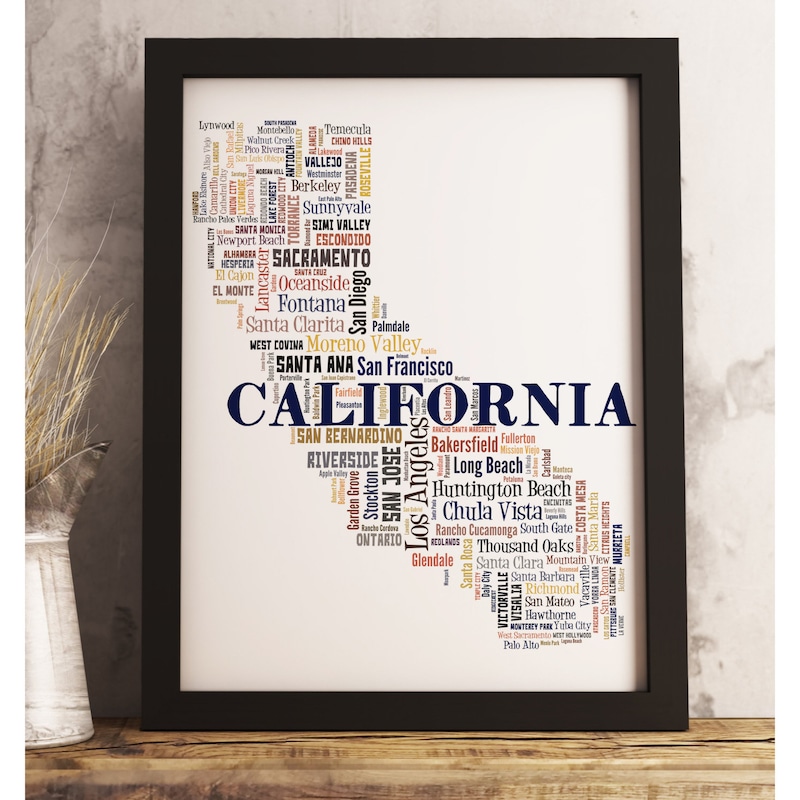 Framed California Map - Etsy