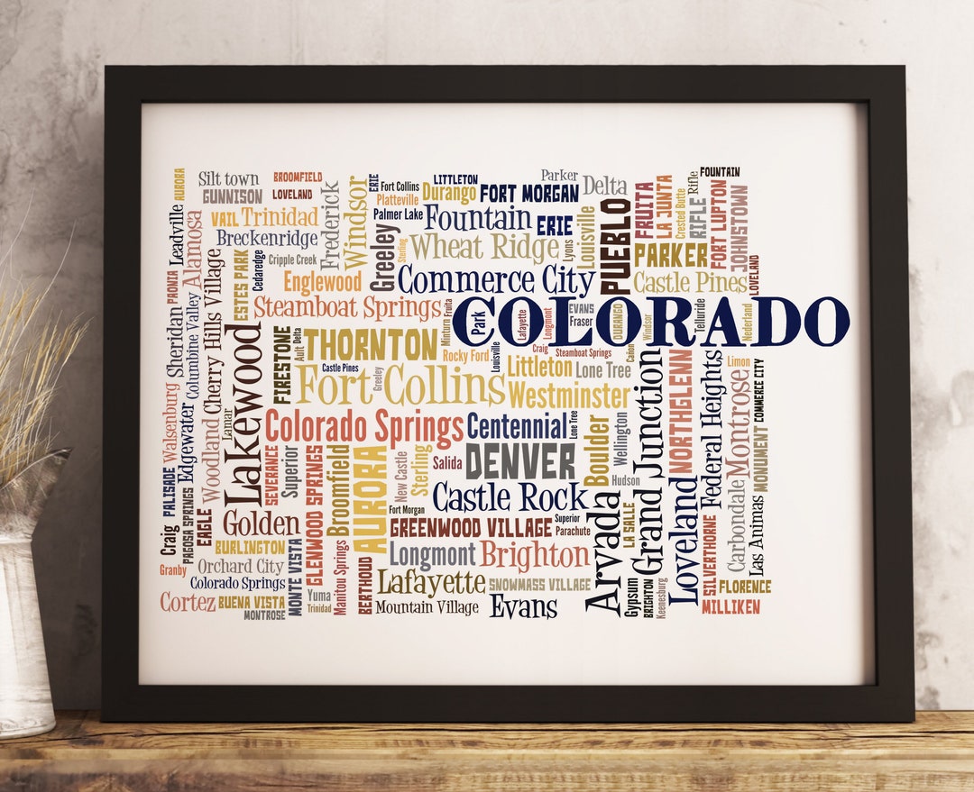 Colorado State Map Print FRAMED, Colorado Map Art, Colorado Art Print ...