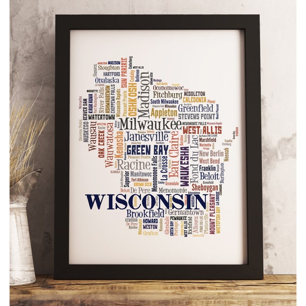Wisconsin Map Art - Etsy