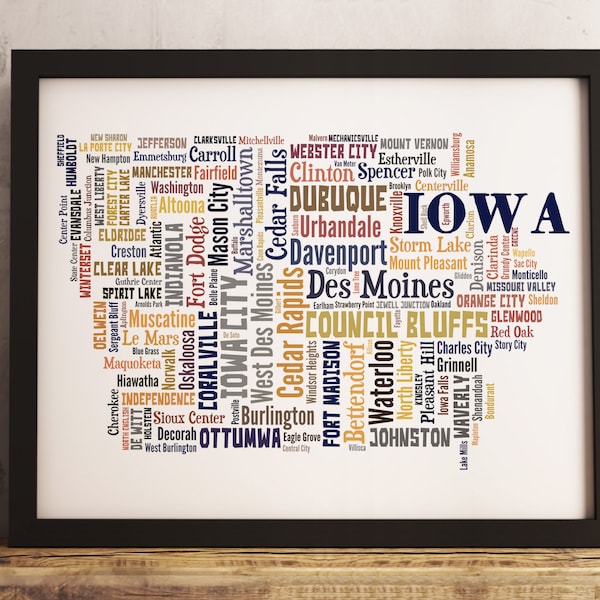Map of Iowa - Etsy