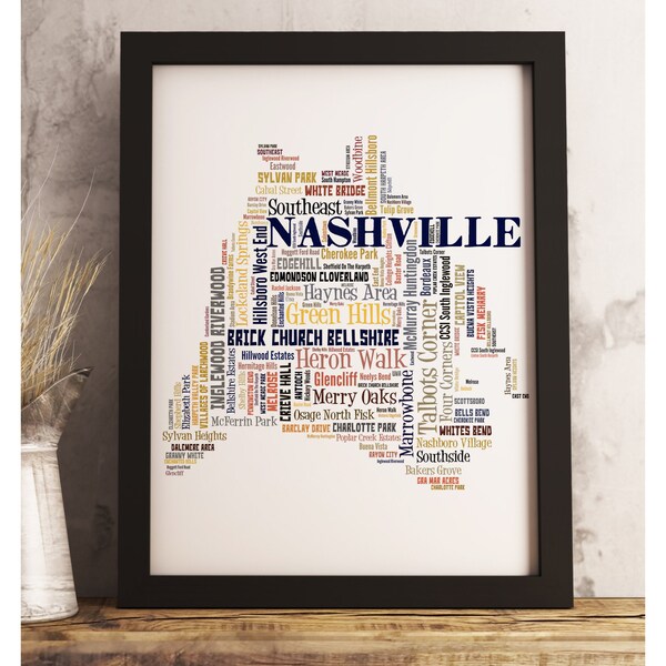 Nashville Neighborhood Map Poster - Etsy