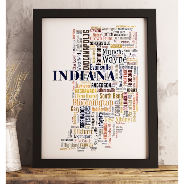 Indiana Map Art - Etsy