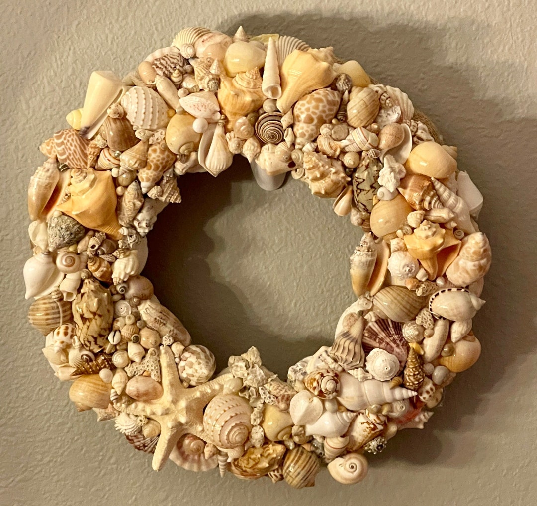Nautical Decor Seashell Wreath, Beach Decor Shell Wreath, Seashell ...