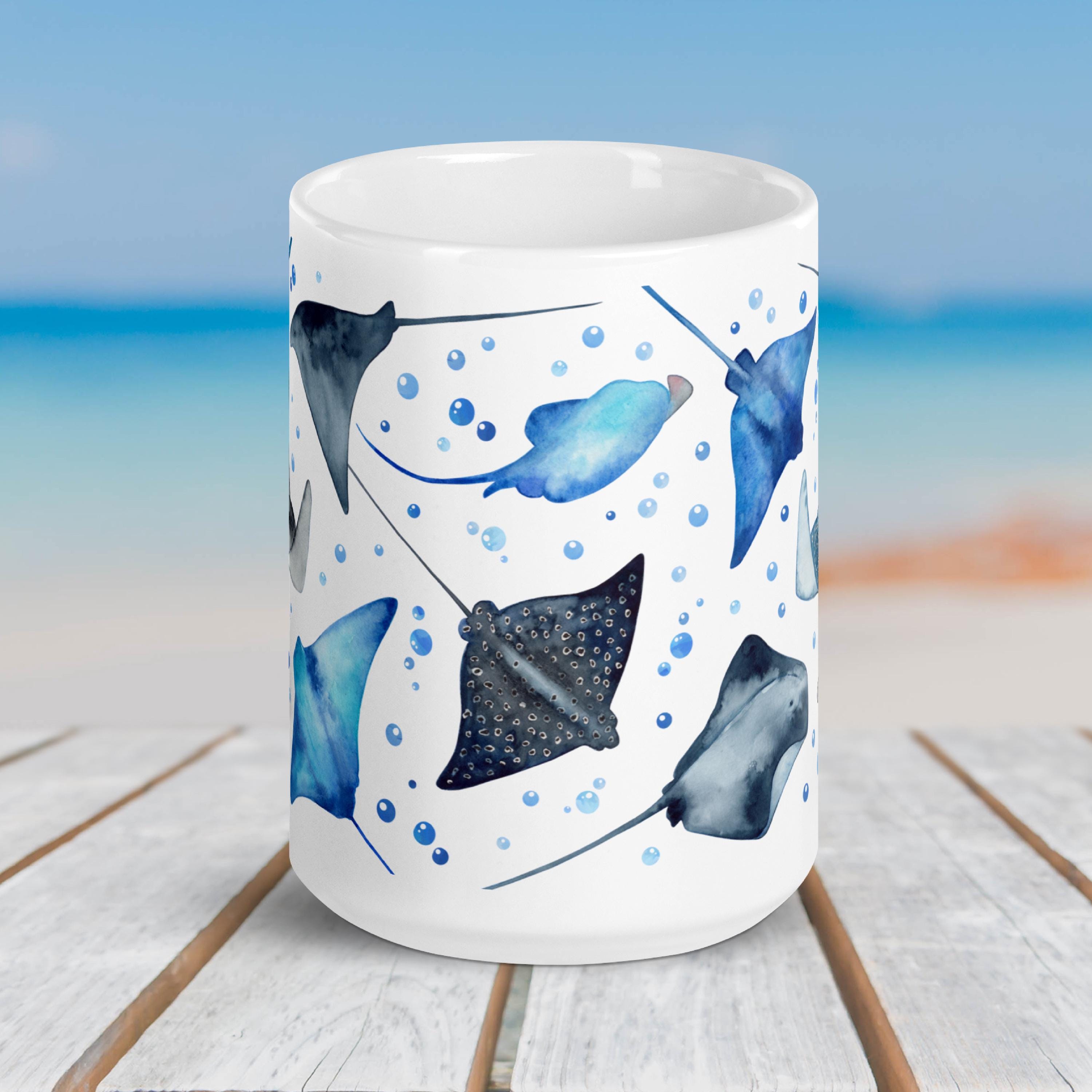 Stingray Mug, Manta Ray Gift, Watercolour Ocean Animal Coffee Cup - Etsy