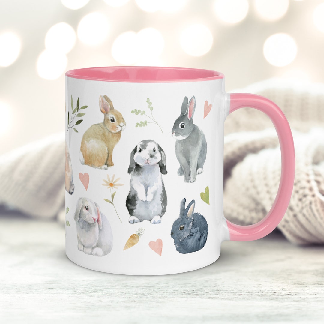 Watercolor Bunny Mug: Easter Rabbit Coffee Cup, Gift for Kids - Etsy